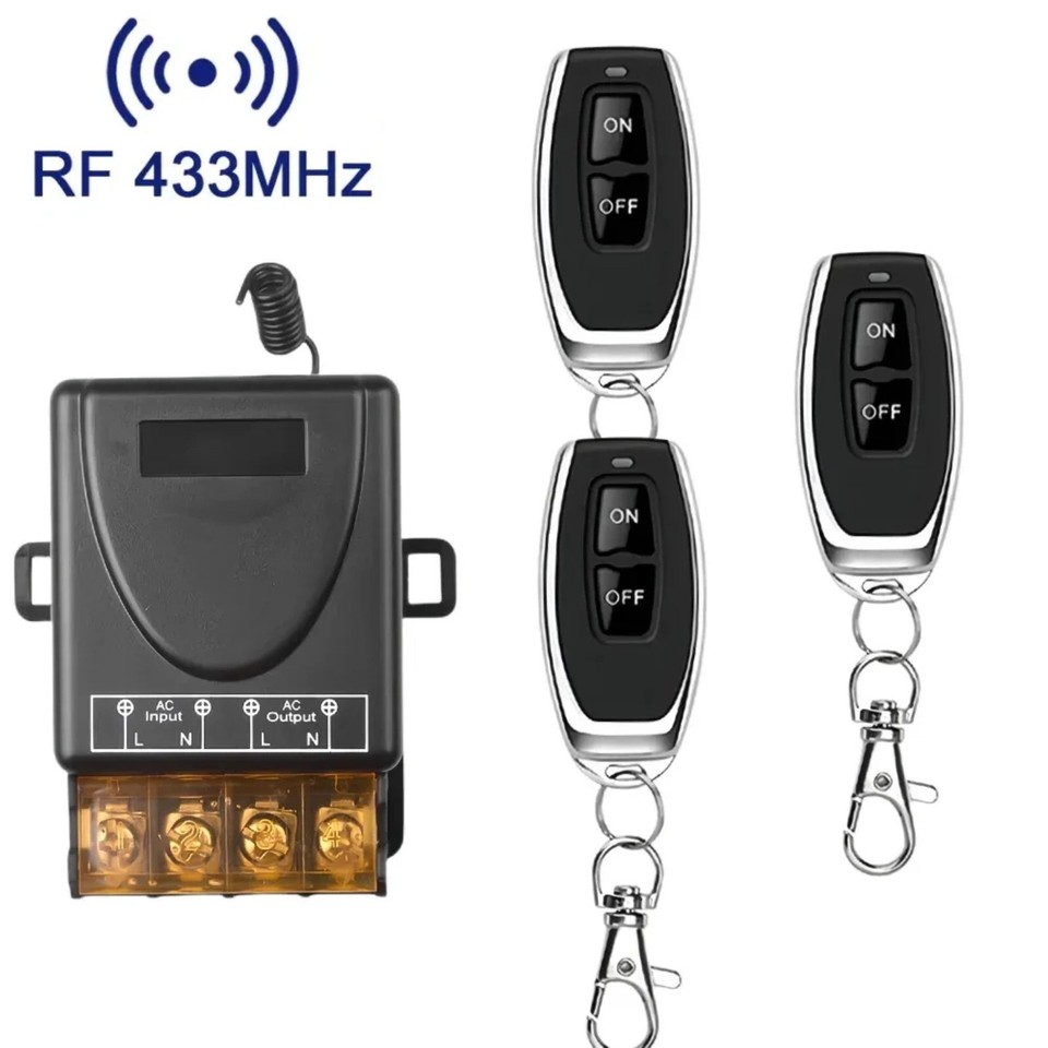 AC Wireless Remote 110V-240V 30A RF Relay Control Remote Switch 433Mhz ...