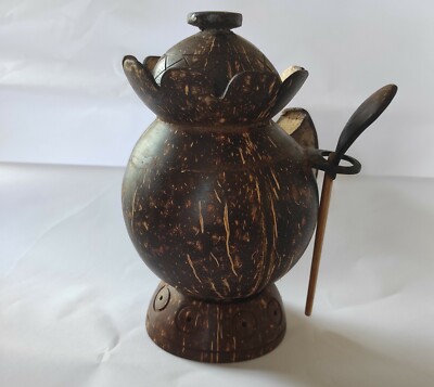 Eco Friendly Handmade Coconut Shell Salt Container and spoon 100% ...