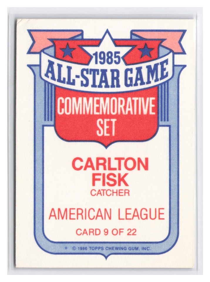 1986 Topps Carlton Fisk #9 All-Star Game | eBay