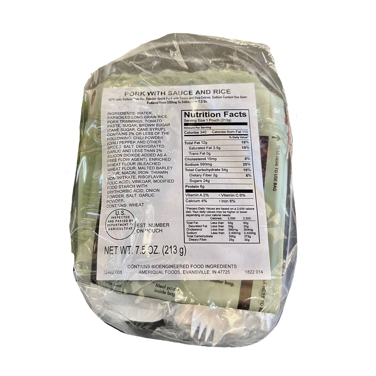 MRE APack Ready To Eat Reduced Sodium - Case of 12 (6 Menus) 10/24 insp ...