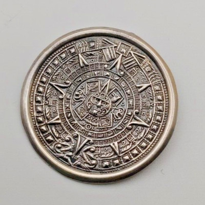 Sterling Silver Taxco Aztec/Mayan Calendar Pin/Pendant signed EBG or ...