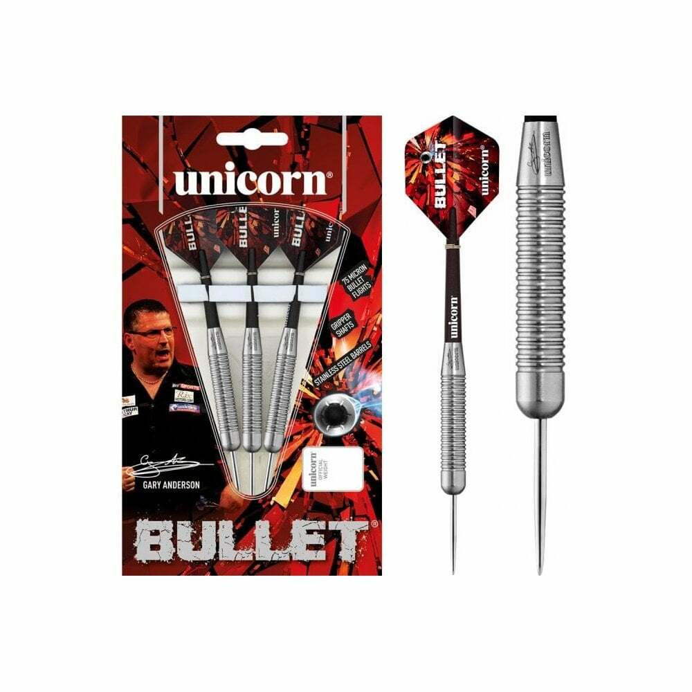 Unicorn Gary Anderson Bullet Steel Darts - 22g - Includes Stems ...
