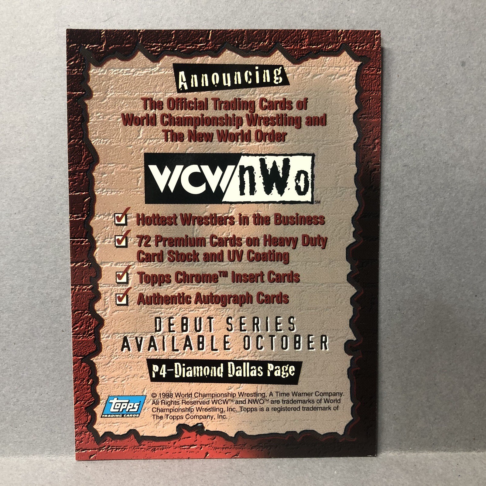 Diamond Dallas Page 1998 Topps WCW/NWO Series 1 Promo P4 | eBay