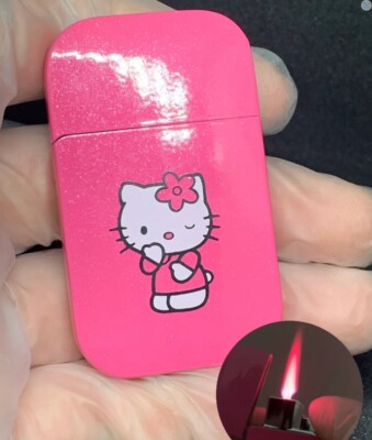 Hello Kitty Pink Lighter Pink Flame Jet Windproof Gift Cartoon Gift ...