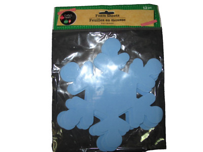 12 pc Blue Snowflake Foam Shape Sheets Arts & Crafts Kids Crafters ...