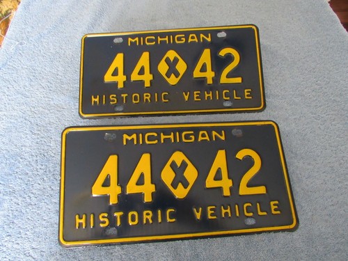 Vintage Set Michigan Historic Vehicle License Plates 1960's 44X42 Olds ...