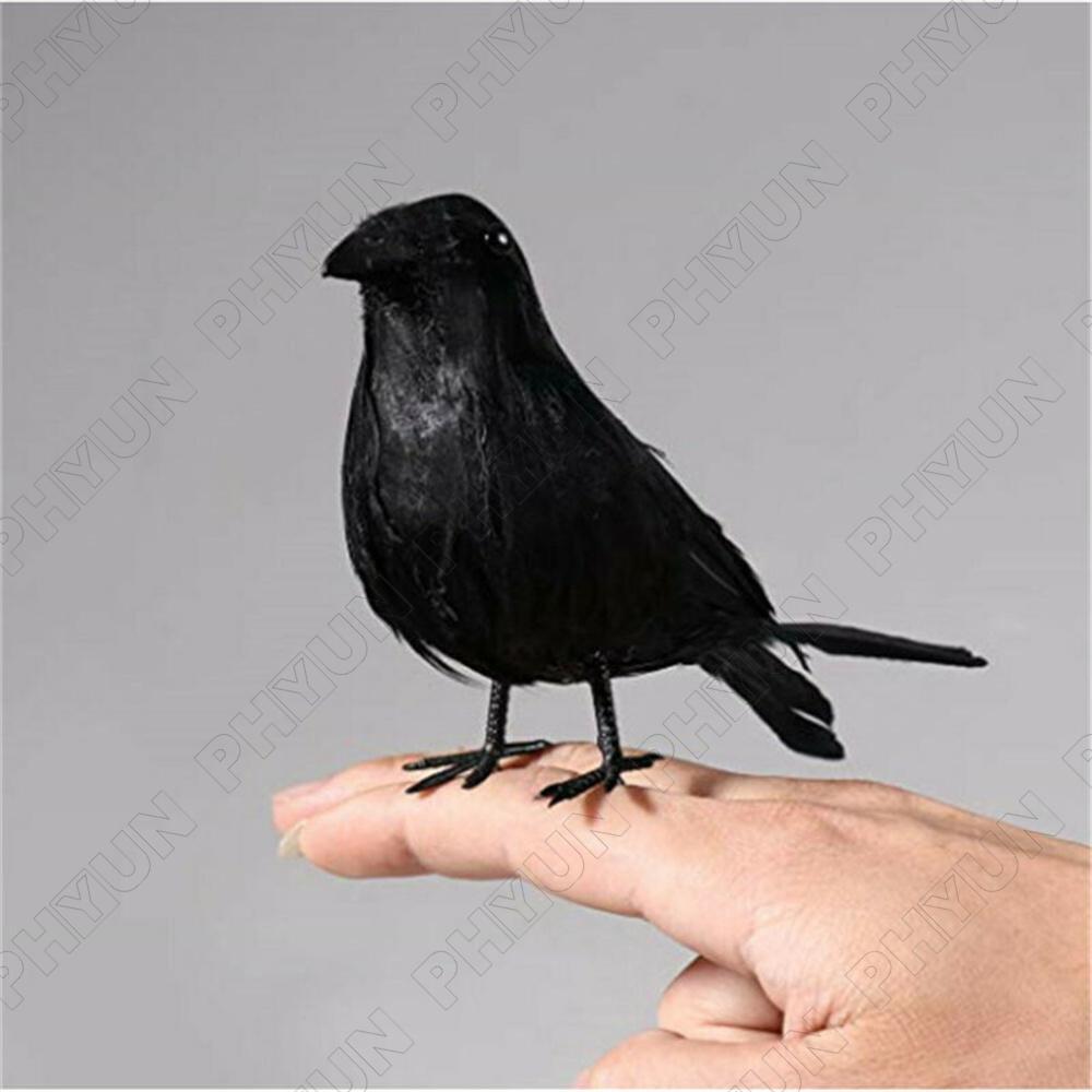6x Halloween Crow Birds Prop Realistic Raven Feathered Spooky Party ...