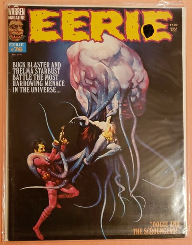 EERIE #76 ~ VF- AUGUST 1976 ~ WARREN PUBLISHING MAGAZINE ~ BUCK BLASTER ...