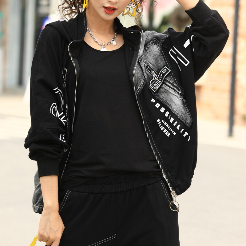 Black Denim Punk Jacket