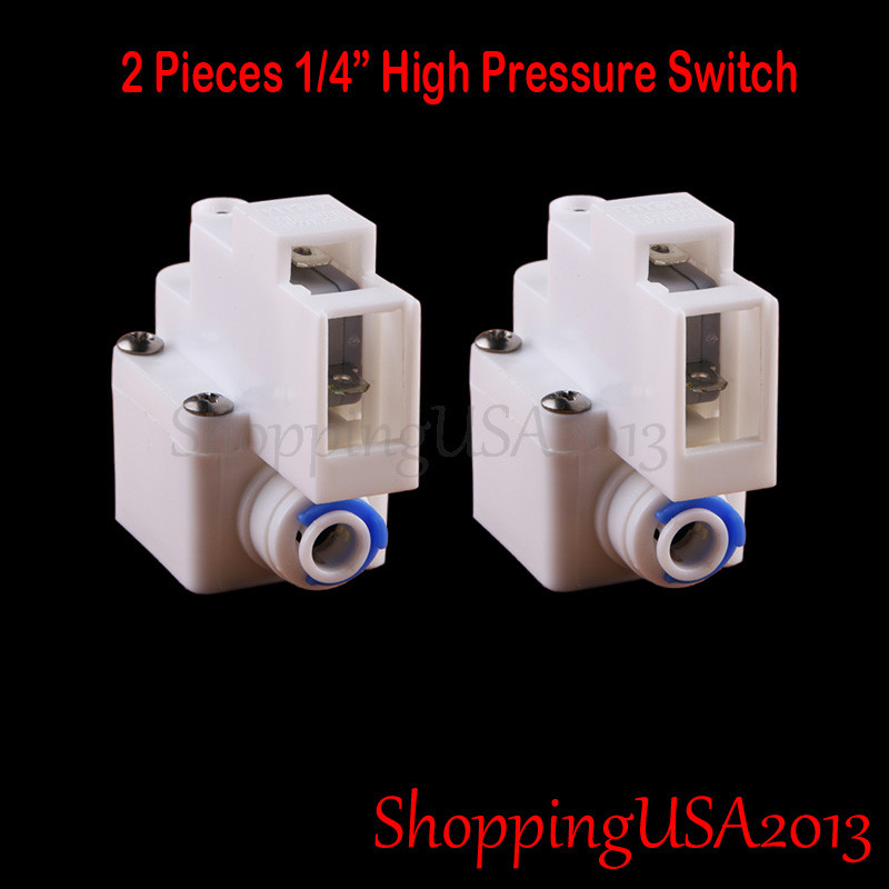 2 Pcs 1/4"-1/4" High Pressure Switch Push In Quick Connect RO Water ...