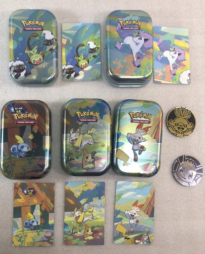 Pokémon TCG Set of 5 Different EMPTY Mini Tins w/Art Cards & 2 Coins ...