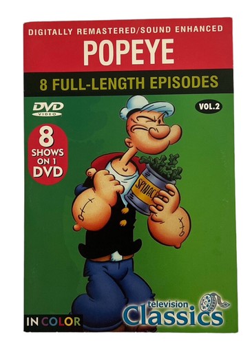 Popeye Cartoons Television Classics 8 Shows On 1 DVD Video Vol. 2 In ...