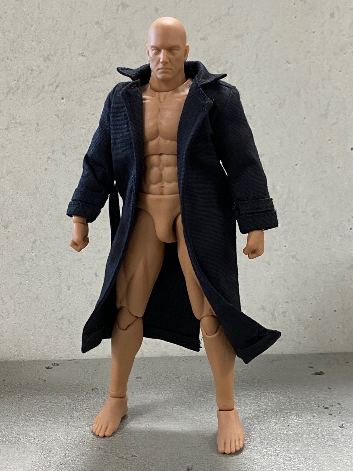 PB-LTC2-BLK: 1/12 Black Fabric Wired Trench Coat for 6" action figure ...