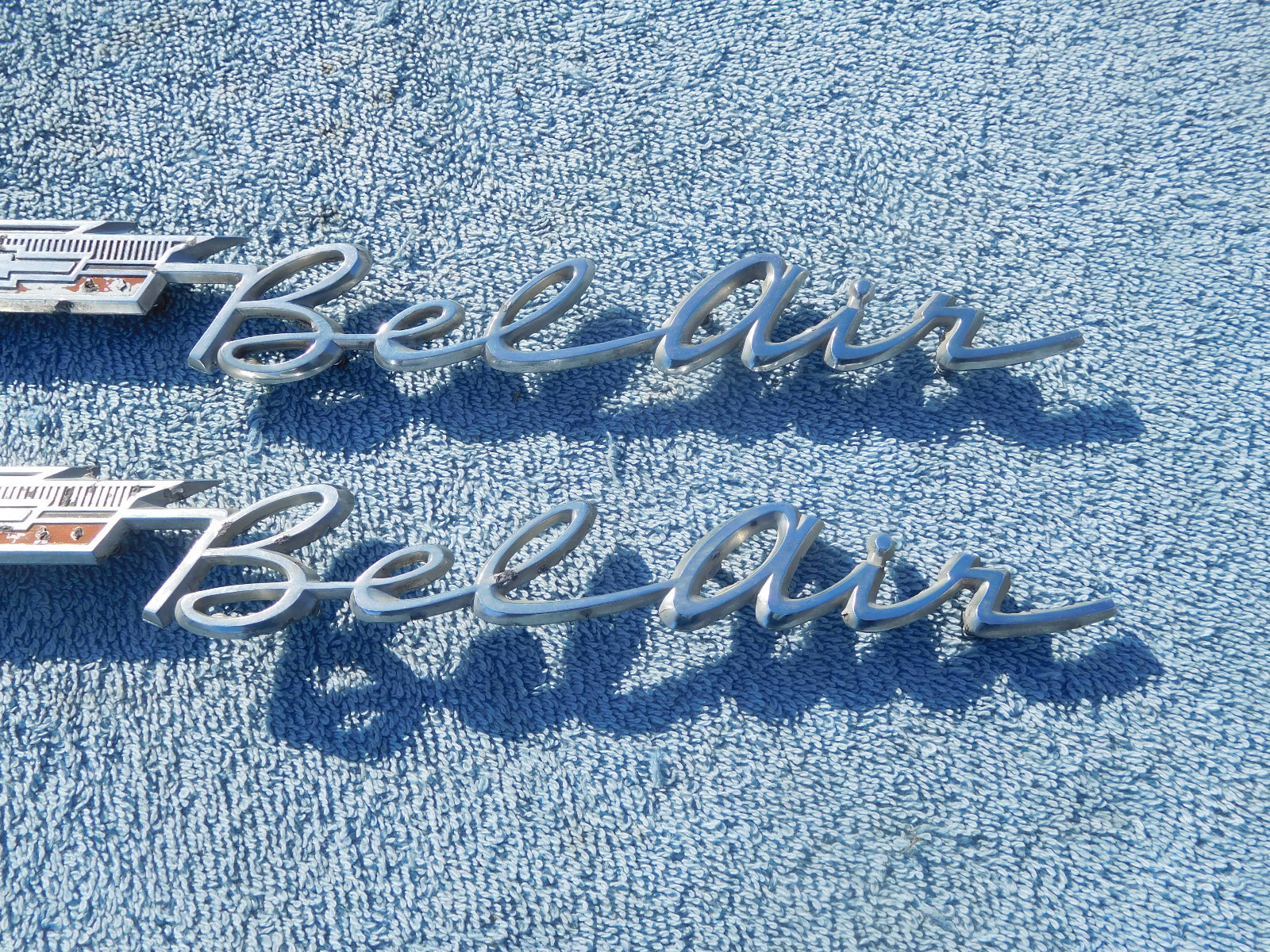 Vintage 1961 Chevrolet Chevy Bel Air Script Emblems Pair | eBay