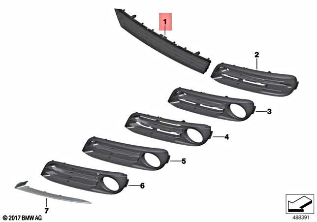 Genuine BMW F10N F11N F18N Sedan Front Bumper Center Grille OEM ...