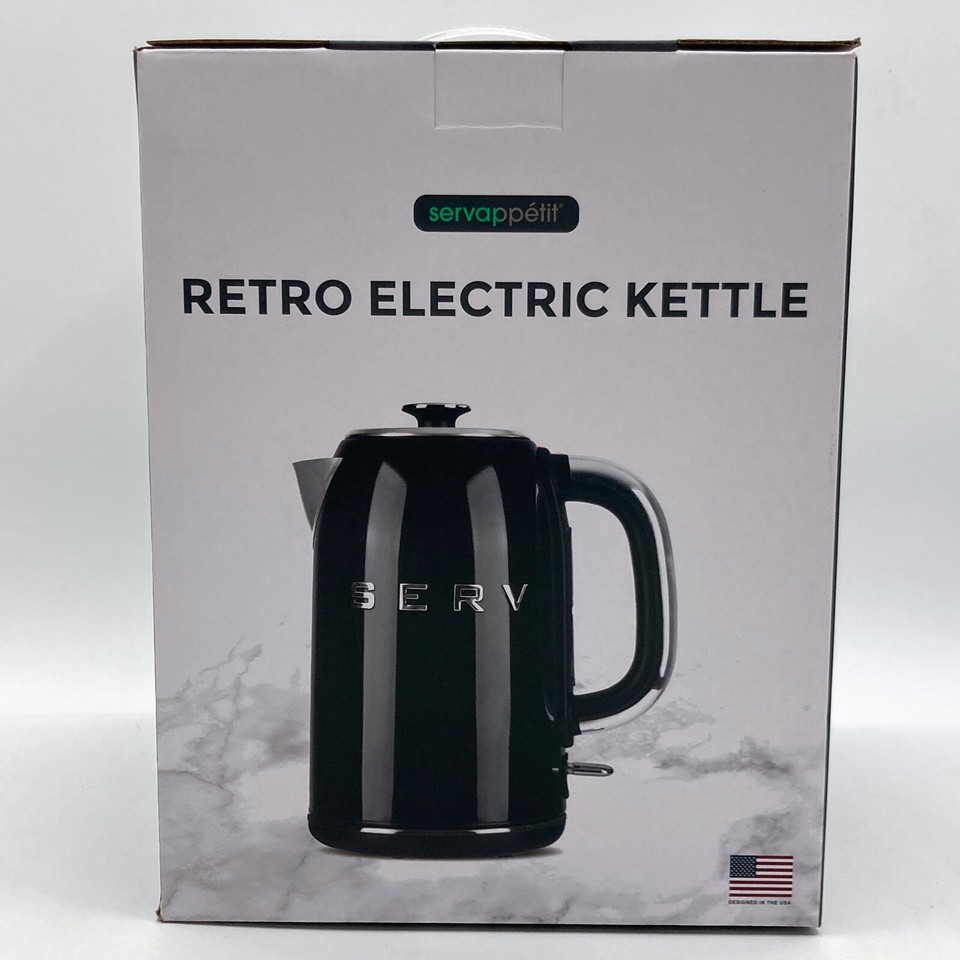 Servappetit Black Retro Style SERV Corded Electric Water Kettle 1.7L ...