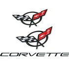 3Pc Fits 1997-2004 C5 Corvette Emblem Crossed Flags Rear Letters Badge ...