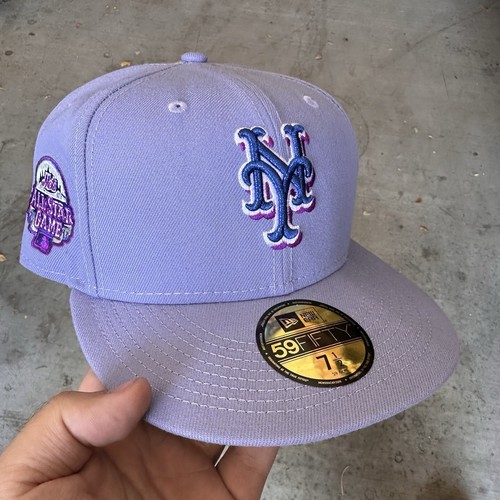 7 1/2 Purple & Pink Mets Fitted Baseball Hat All Star Game Patch ...