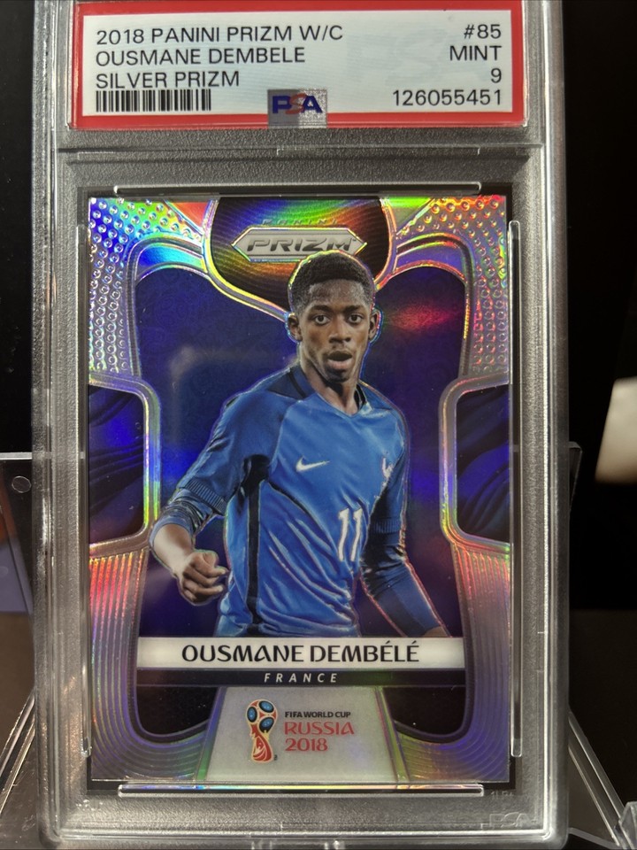2018 Panini Prizm World Cup Silver Prizm Ousmane Dembele #85 PSA 9 MINT ...