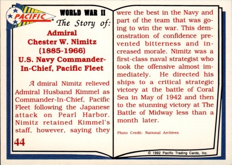 1992 Pacific The Story of World War II #44 Chester Nimitz | eBay