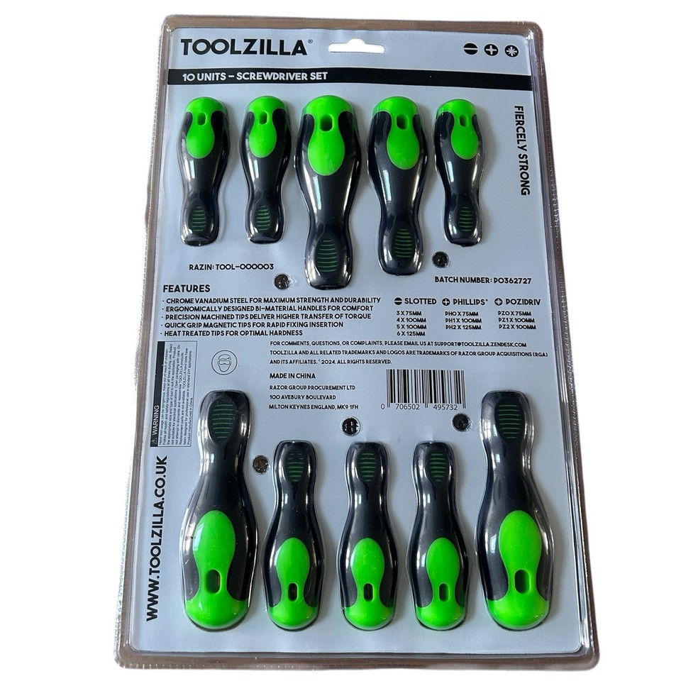 Toolzilla 10pc Magnetic Screwdriver Set Slotted Phillips PZ | eBay UK