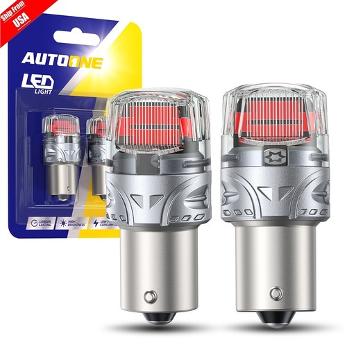 AUTOONE Pure Red Bright 1156 BA15S 7506 LED Brake Stop Light Bulbs Free ...