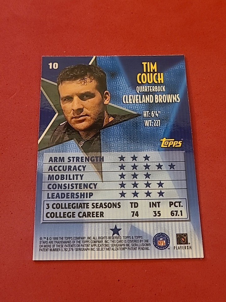 1999 Tim Couch ROOKIE RC Topps Stars #10 1 Star | eBay