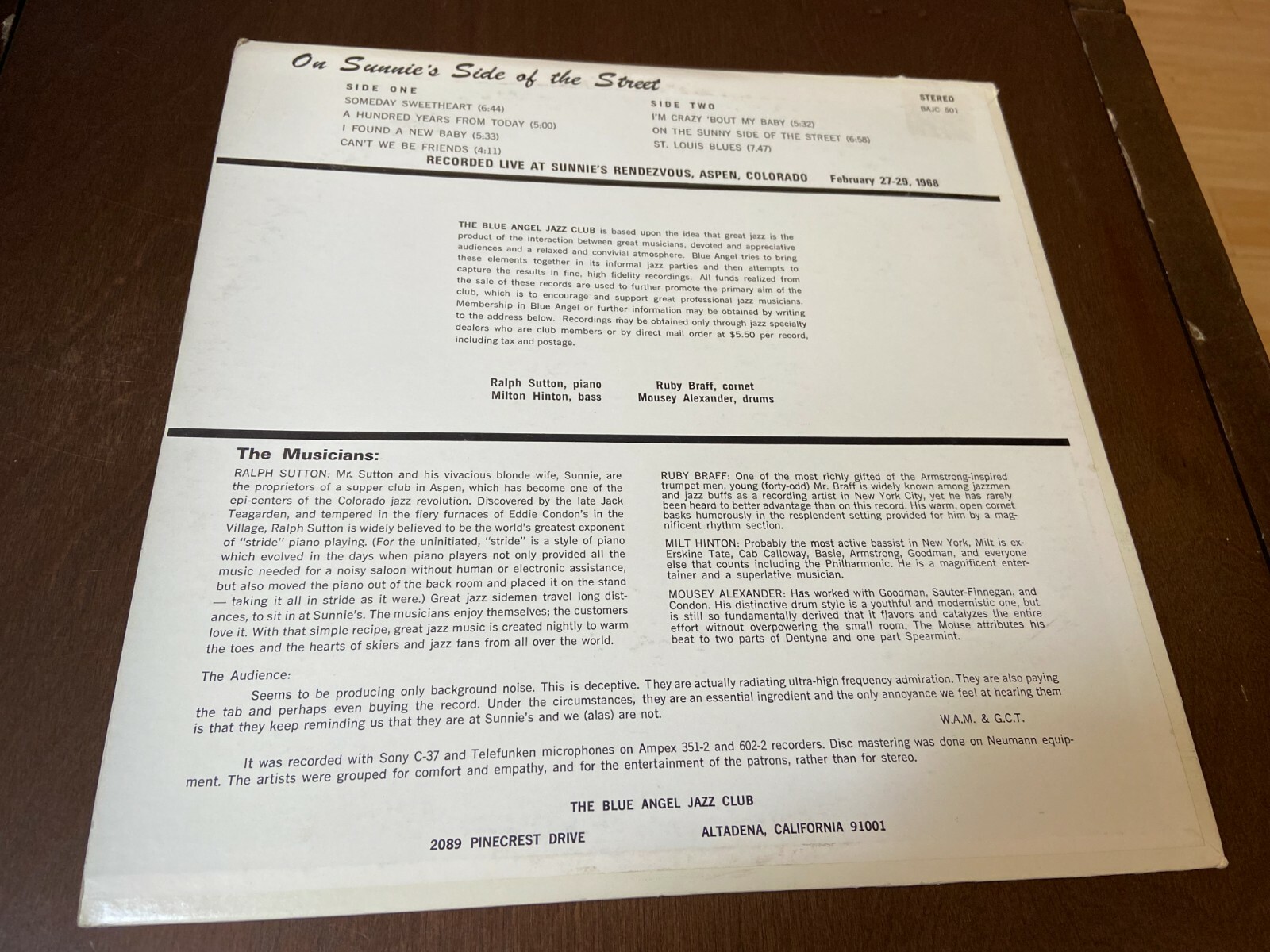 Ralph Sutton~Ruby Braff~Milt Hinton~Mousey Alexander~On Sunnie's Side ...
