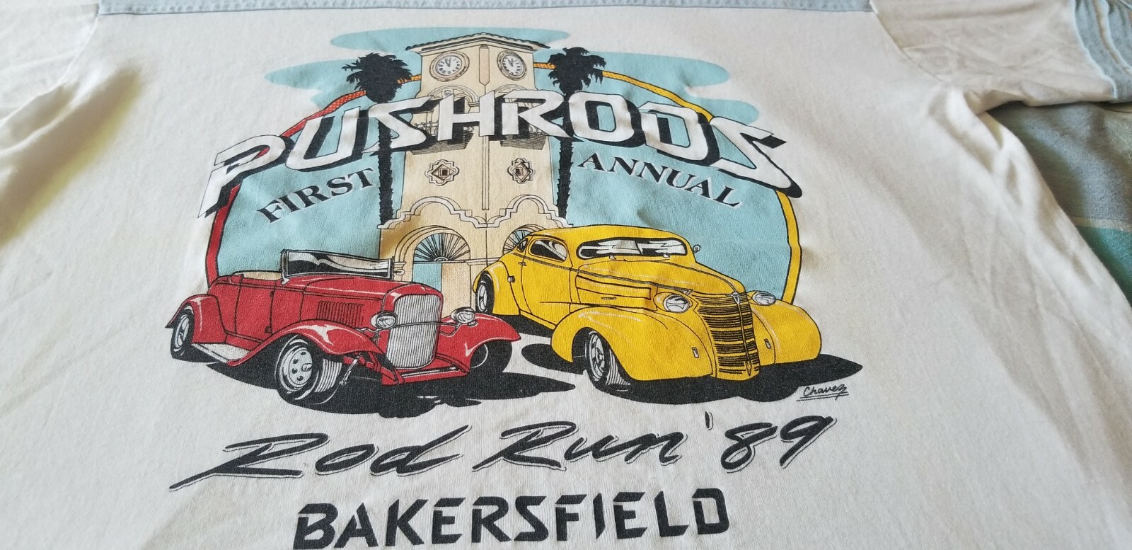 PUSHRODS FIRST ANNUAL ROD RUN 89 BAKERSFIELD LARGE HOT ROD TEE SHIRT ...