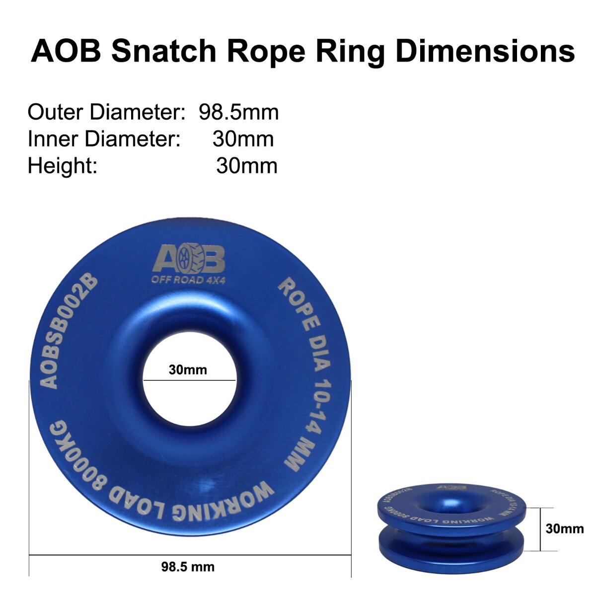 RECOVERY Snatch Rope Ring 8000kg BLUE + 1x Snatch Block 9000kg black | eBay