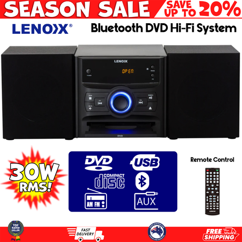 LENOXX Home Stereo HiFi System DVD/CD Player Bluetooth Music Player USB ...