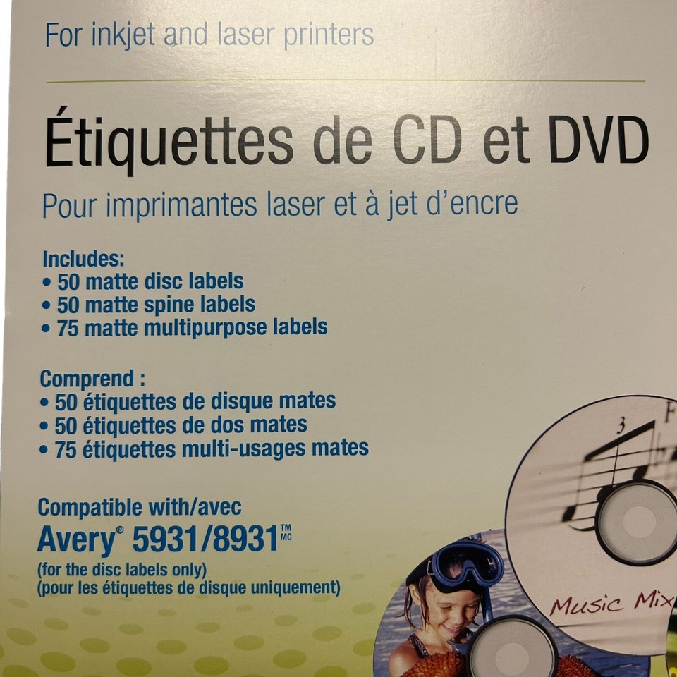 New Staples Laser Inkjet CD DVD Labels White 50 Pack Compatible Avery ...