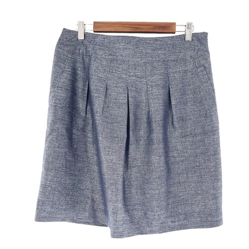 Ann Taylor Linen Blend Navy A-Line Skirt Size 10 Pleated Old Money ...
