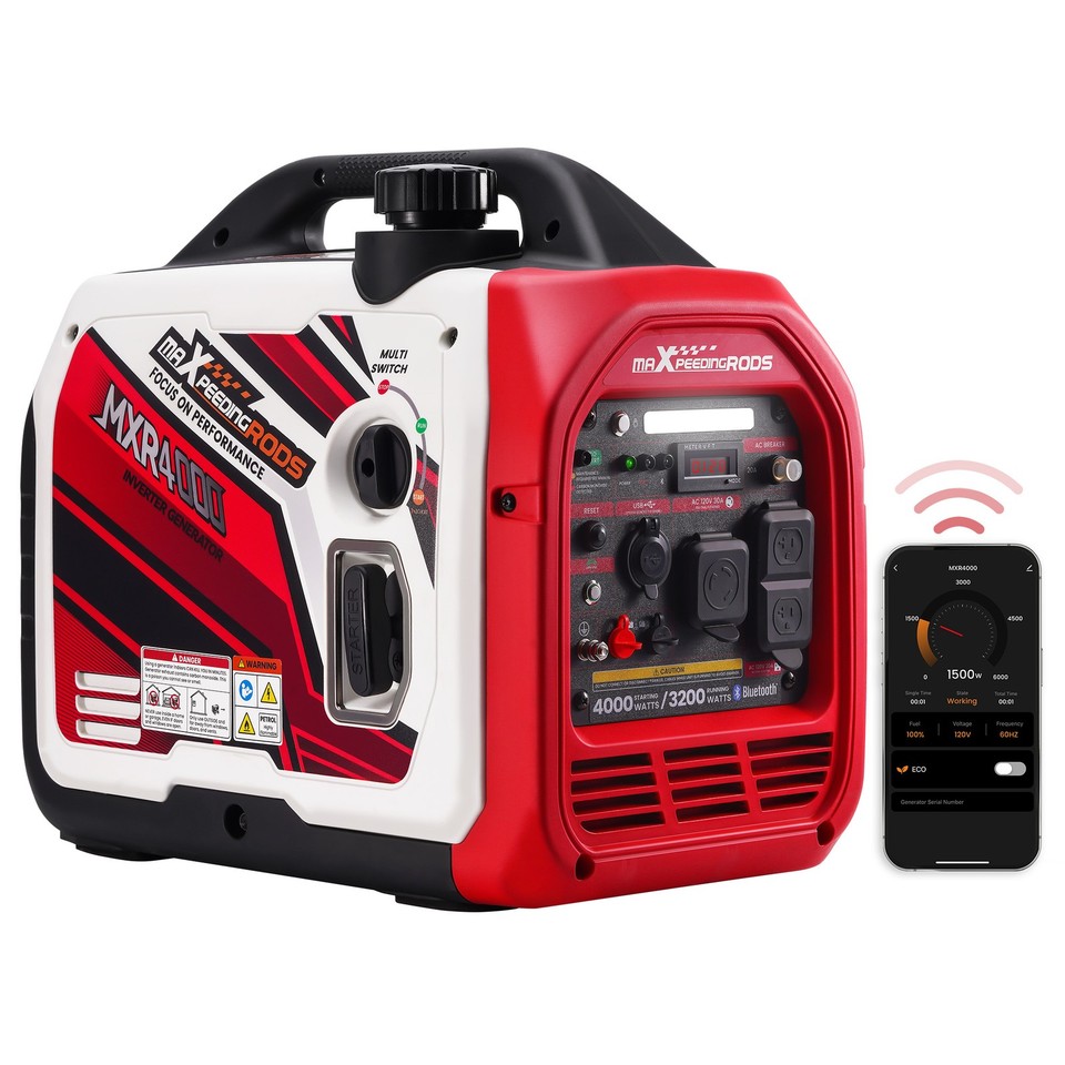 4000W Quiet Gas Generator Inverter Portable w/Bluetooth For Camping EV ...