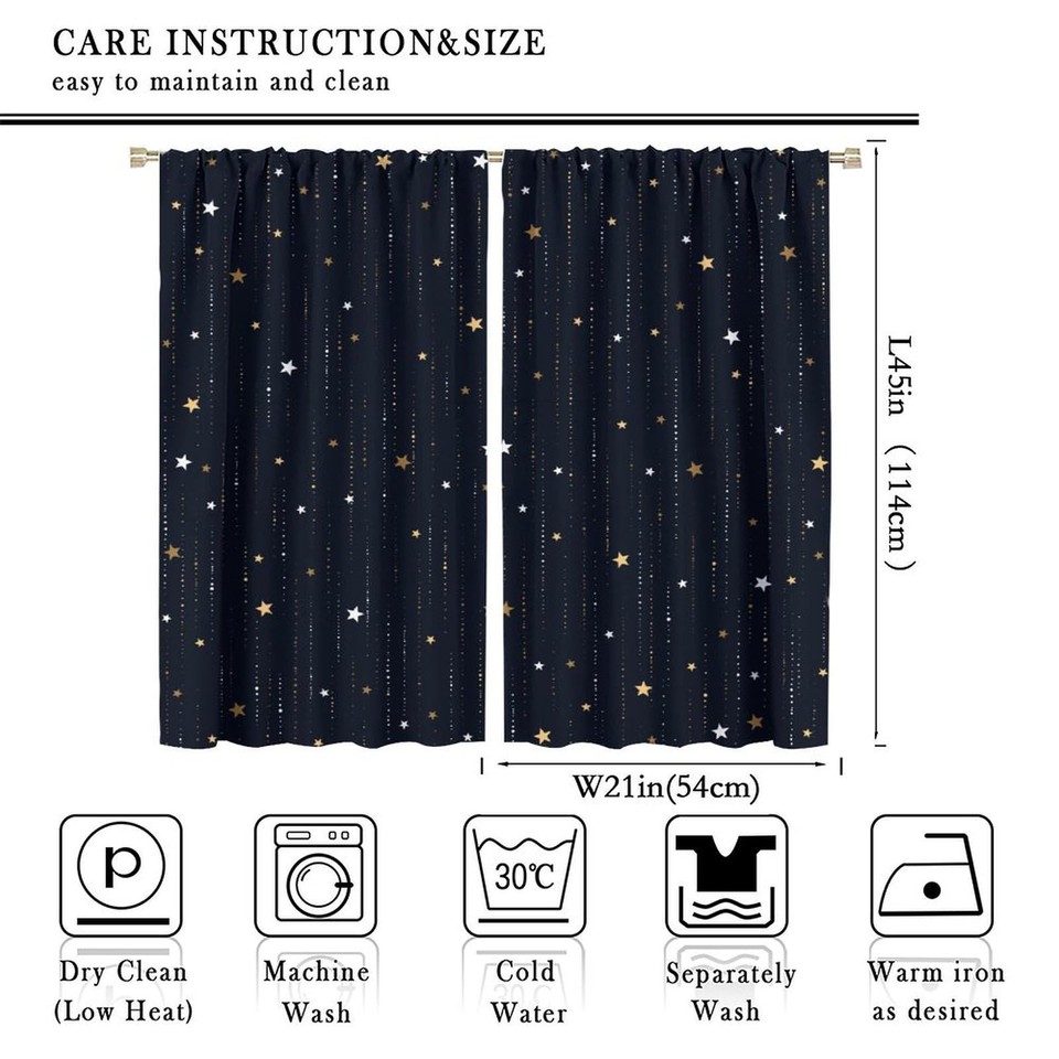 Night Starry Sky Curtains, Golden Space Stars Fantasy Galaxy Universe ...