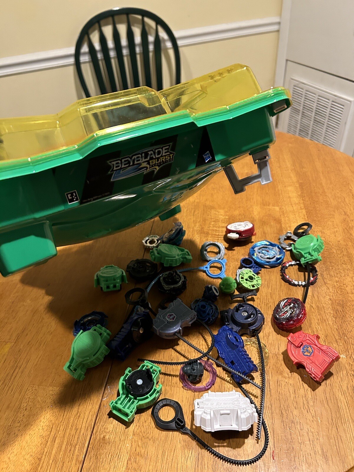Lot Of Random Beyblade Pieces And Launchers Plus Green Beyblade Burst ...
