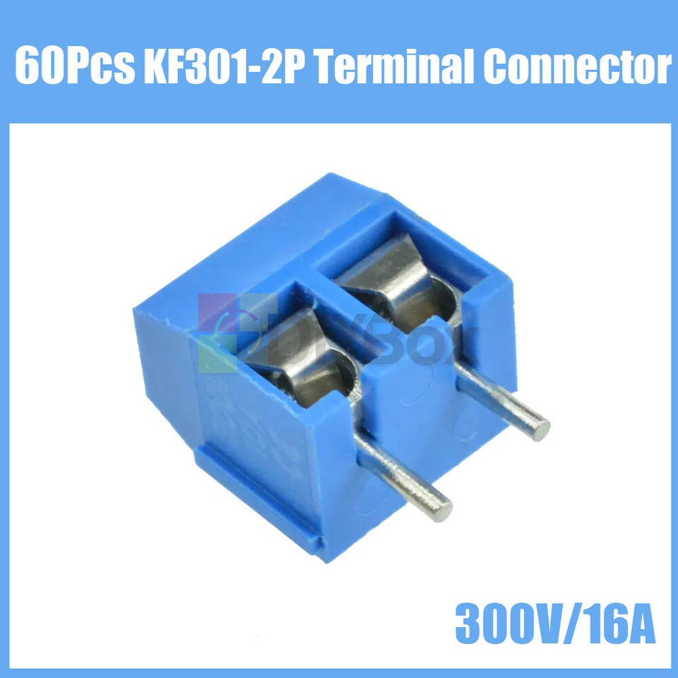 60PCS KF301-2P 5.08mm Blue Connect Terminal Screw Terminal Connector ...