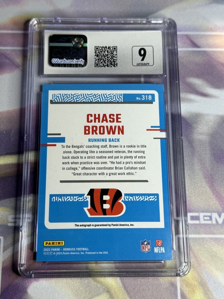 2023 Donruss Football Chase Brown Auto Rated Rookie Card RC CGC 10 GEM ...