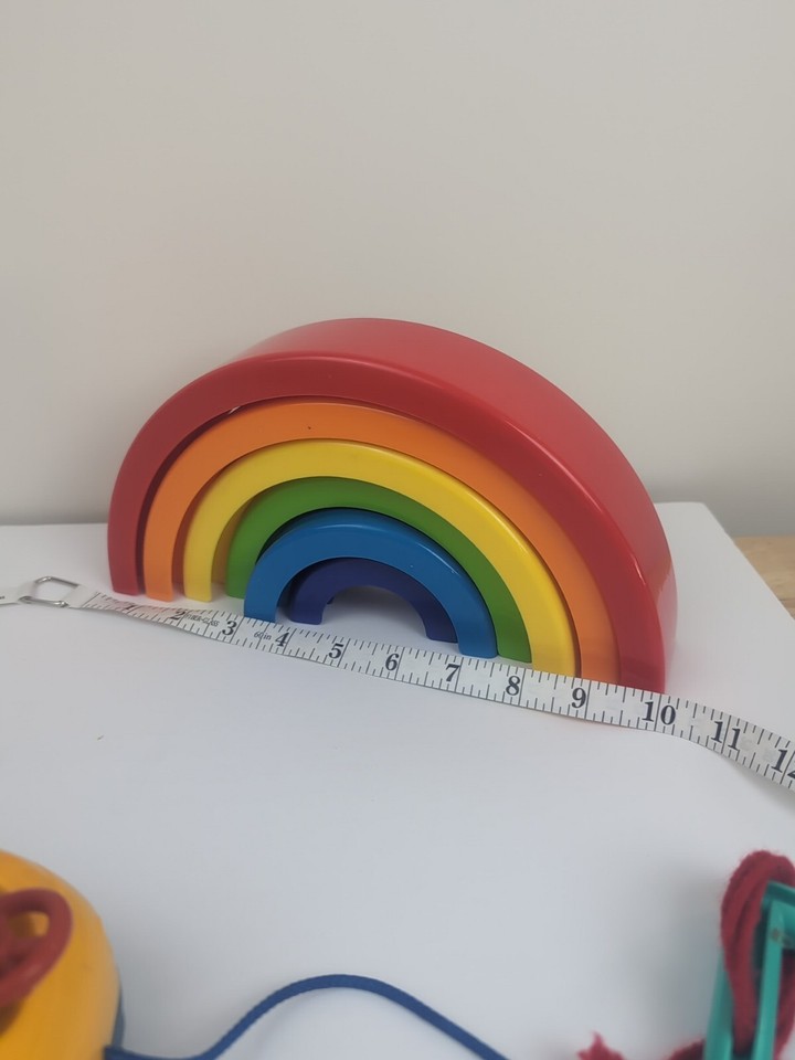 Battat School Bus Pull Along 9 Spinning Figures Toy Vintage And Rainbow ...