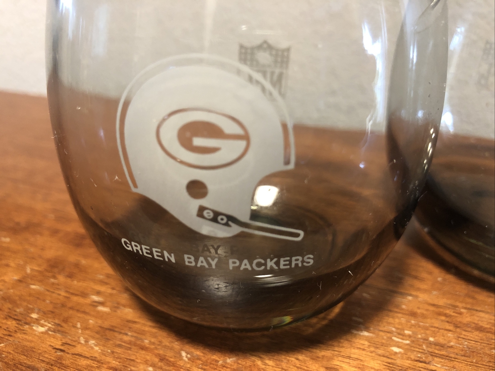 Vintage NFL Smoked Glass Tumblers Rock Glasses Barware Green Bay ...