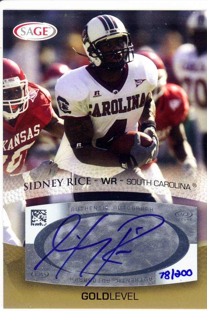 sidney rice rookie rc draft auto autograph south carolina gamecocks ...