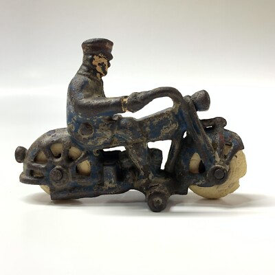 Vintage Cast Iron Motorcycle Cop Toy | eBay