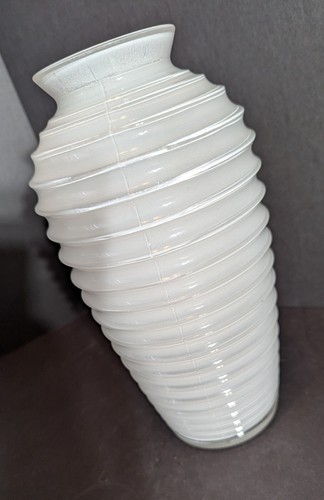 ANCHOR HOCKING White Frosted Ribbed Glass Vase | eBay