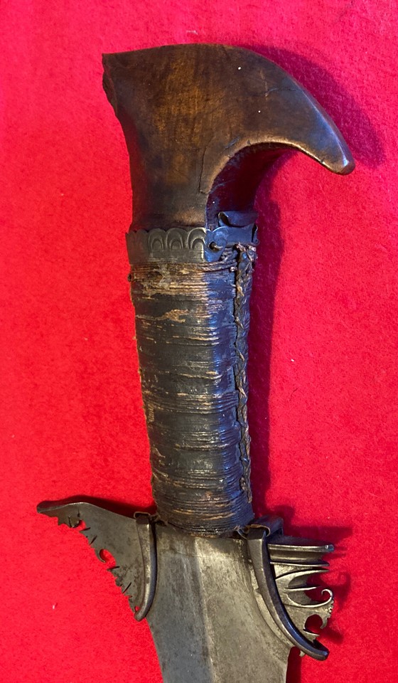 fine C. 1900, Philippine Moro Kris- Sword, Handforged Steel Blade,Minus ...