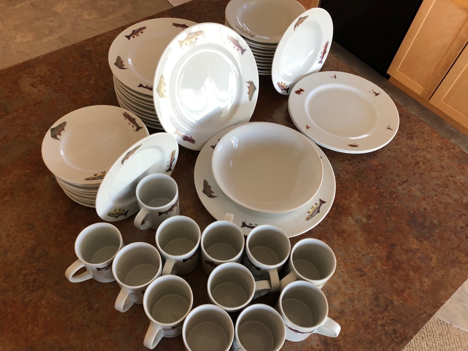 Anglers Expressions 1994 Rainbow Trout 12 4-pc Settings + Platter ...