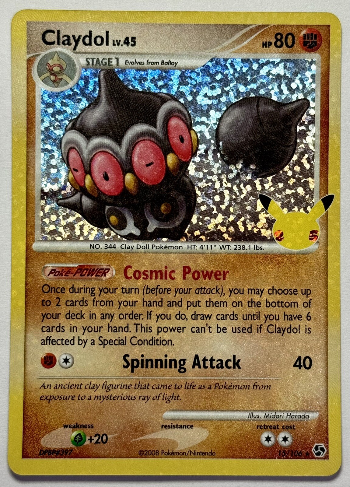 Pokémon TCG Claydol Celebrations: Classic Collection 15/106 Holo Holo ...