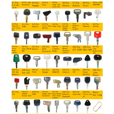 44pc Heavy Equipment Key Set Construction Ignition Keys for SANY Volvo ...