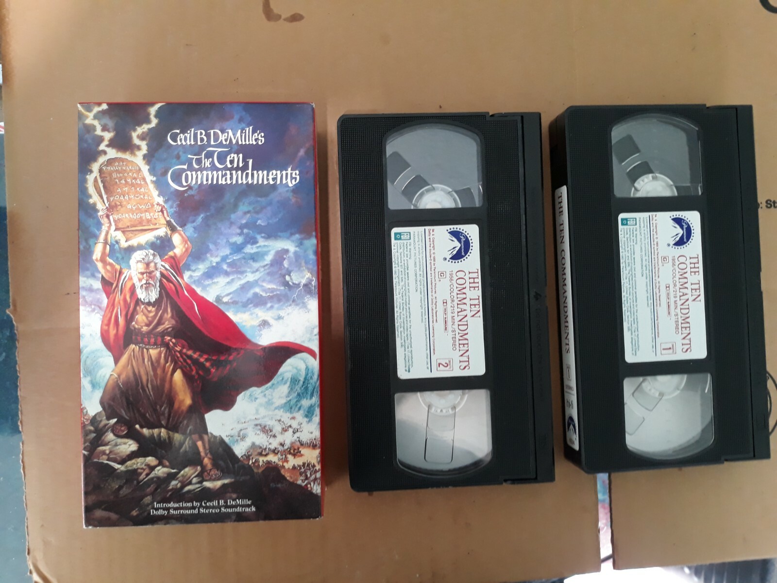 The Ten Commandments, Charlton Heston, Nina Foch (2 VHS tapes, 1990 ...