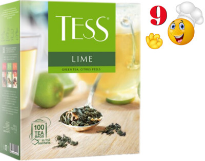 Tess Green Tea LIME with CITRUS PEEL 9 BoxesX100= 900 Tea Bags RUSSIAN ...