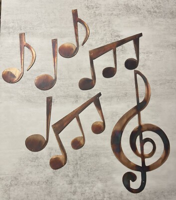 Musical Note Set 5 notes plus Treble Clef...sizes will vary Copper ...
